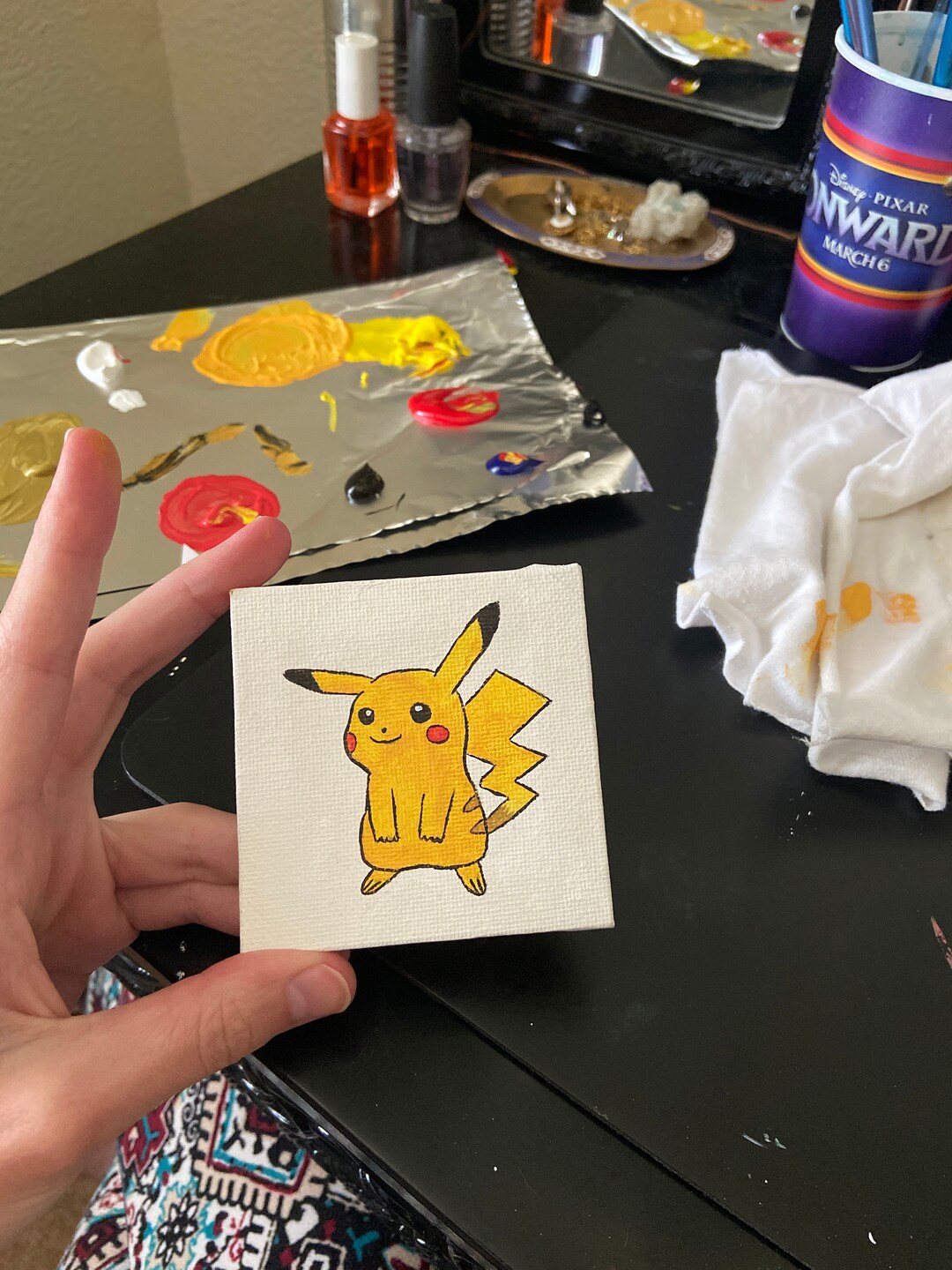 Pikachu Mini Acrylic Canvas Painting - Etsy