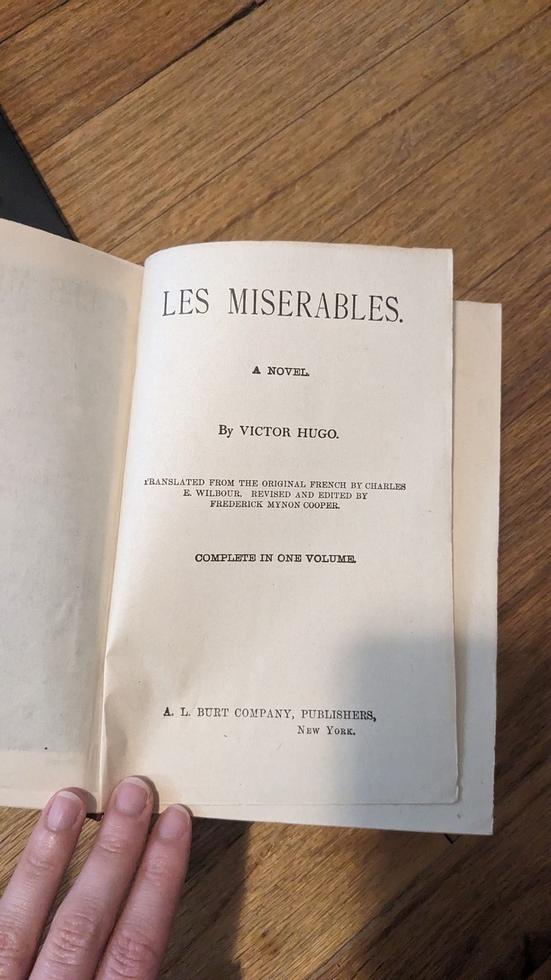 RARE VINTAGE Les Miserables - Victor Hugo, Complete in One Volume - Etsy