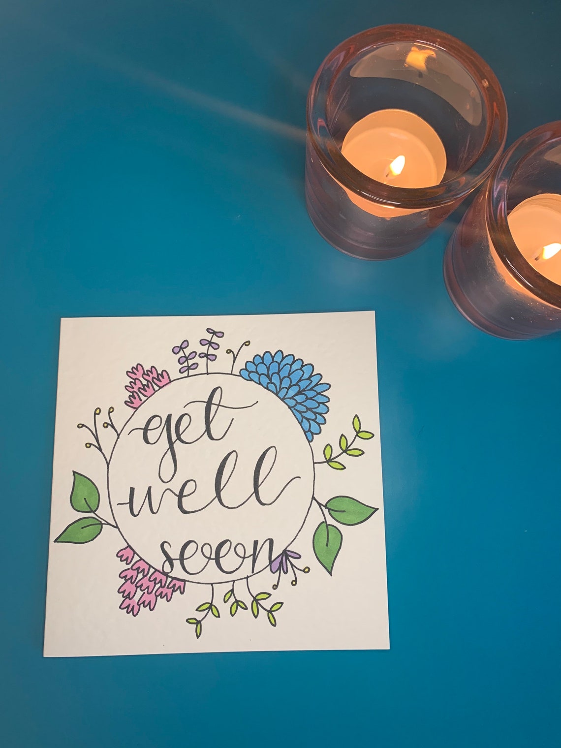 Get Well Soon Handwritten Calligraphy Card - Etsy