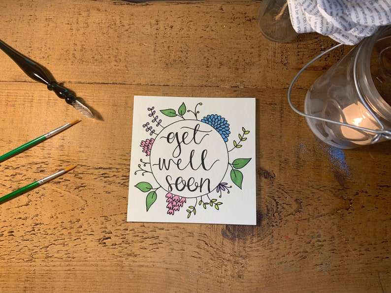 Get Well Soon Handwritten Calligraphy Card - Etsy