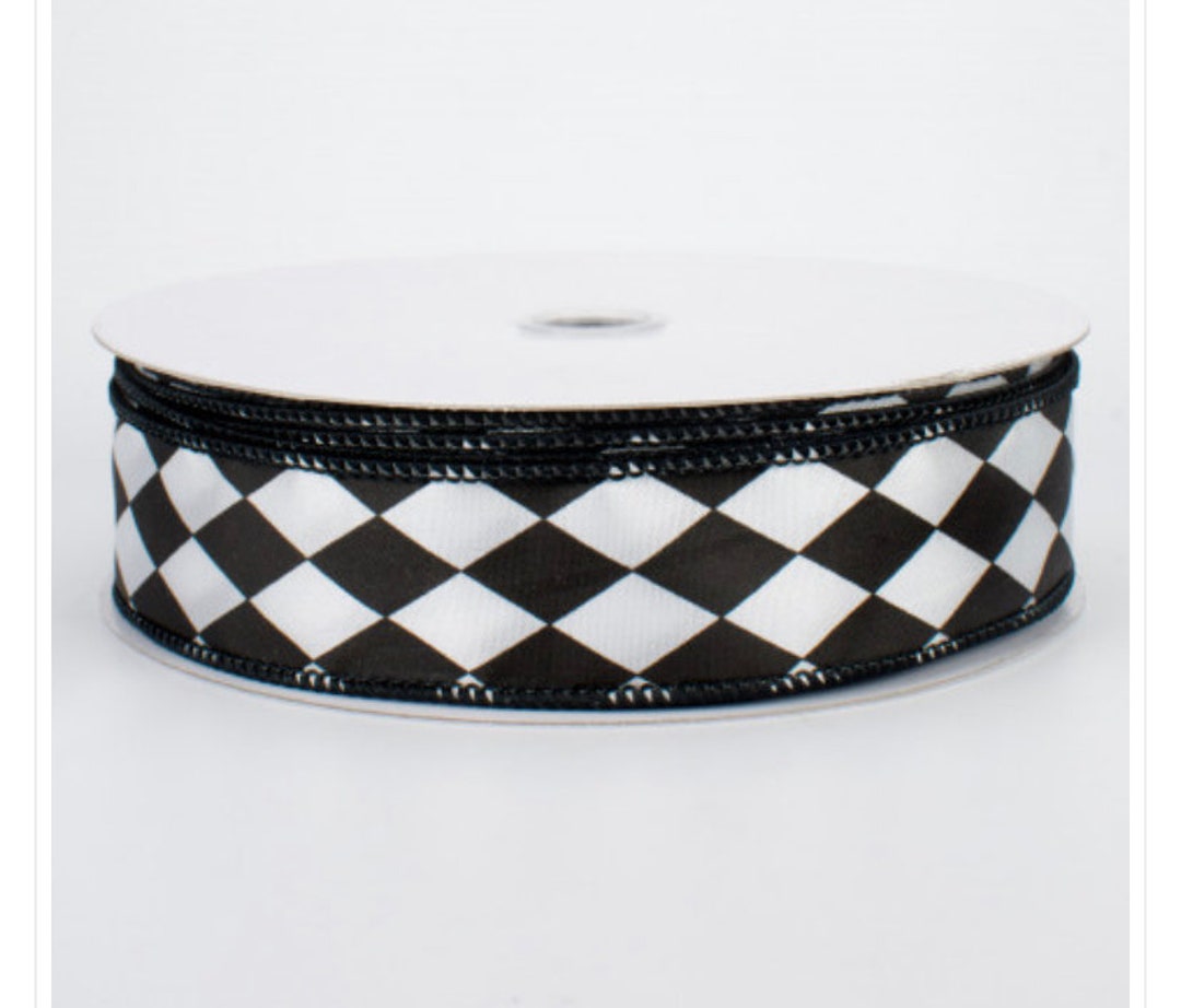 Harlequin Wired Ribbon, Black & White Ribbon, Christmas Ribbon - Etsy UK Harlequin Wired Ribbon, Black & White Ribbon, Christmas Ribbon - Etsy UK