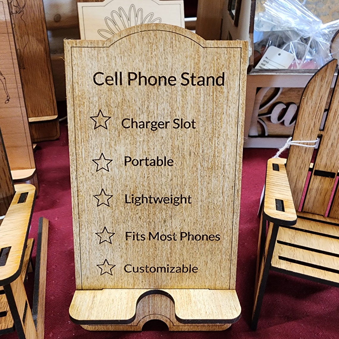 Portable Monogram Wooden Cellular Phone Stand - Etsy