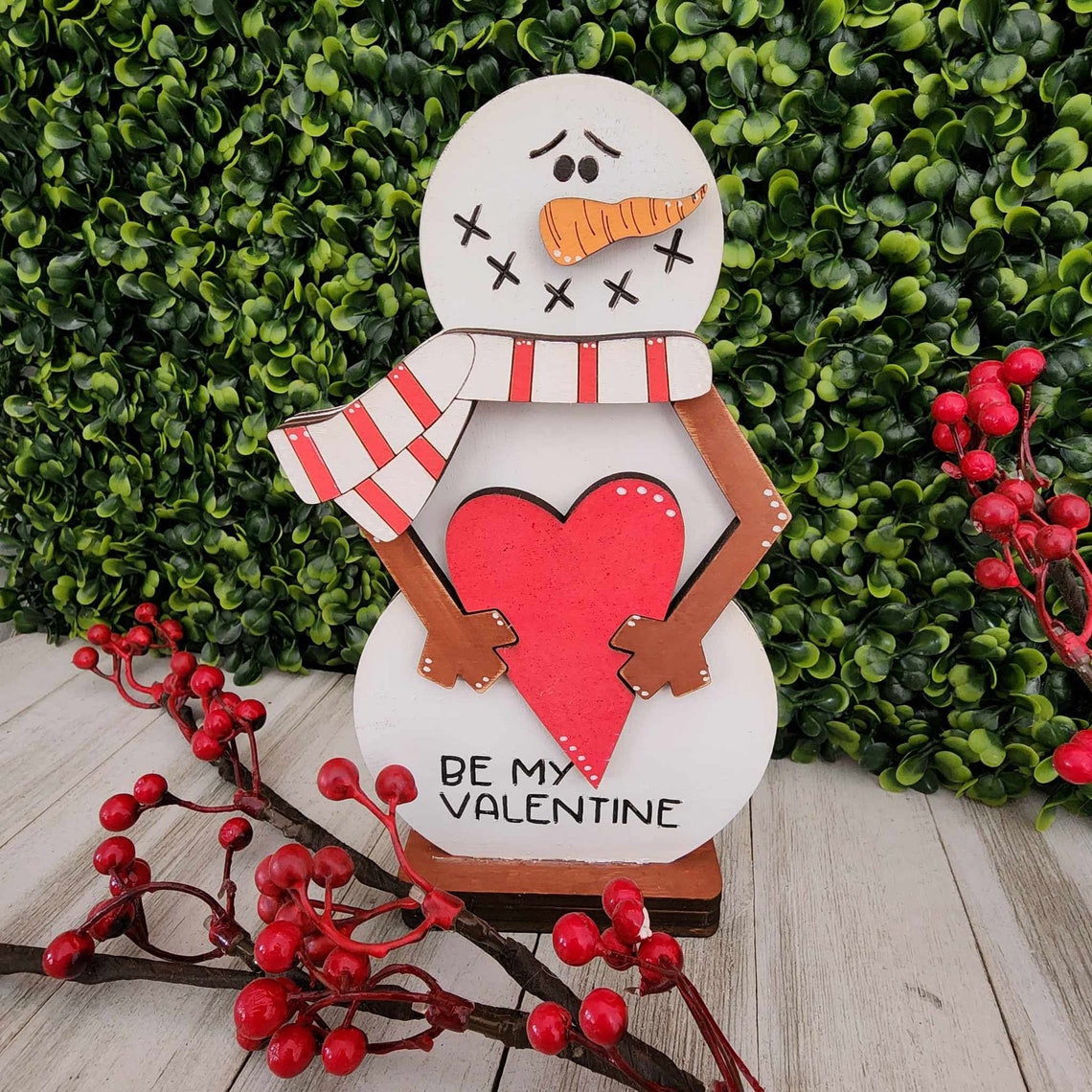 Standing Snowman With Heart, Wood Snowman, Valentine Love Snowman ...