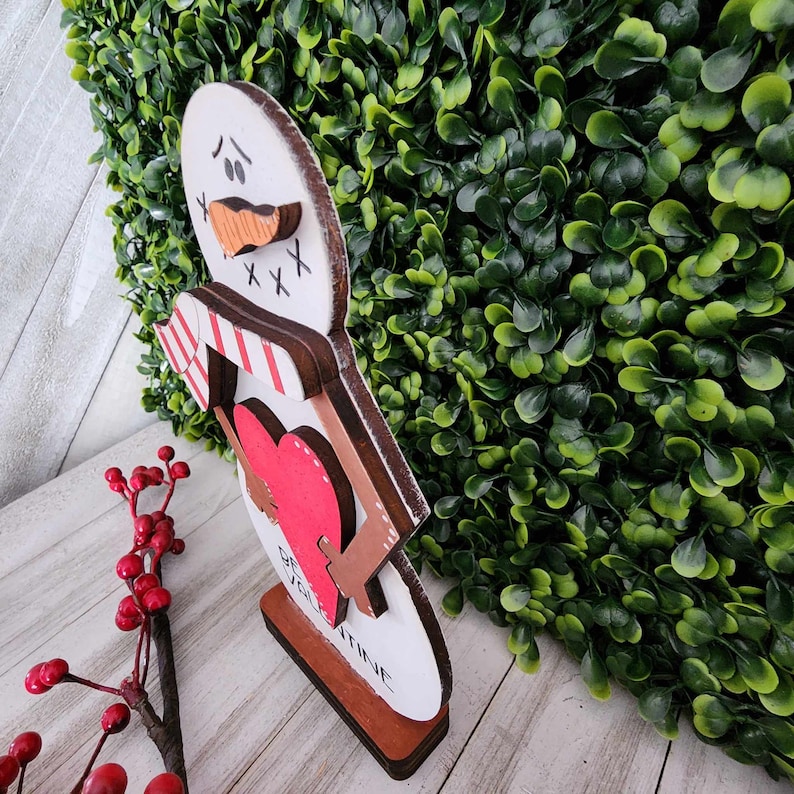 Standing Snowman With Heart, Wood Snowman, Valentine Love Snowman ...