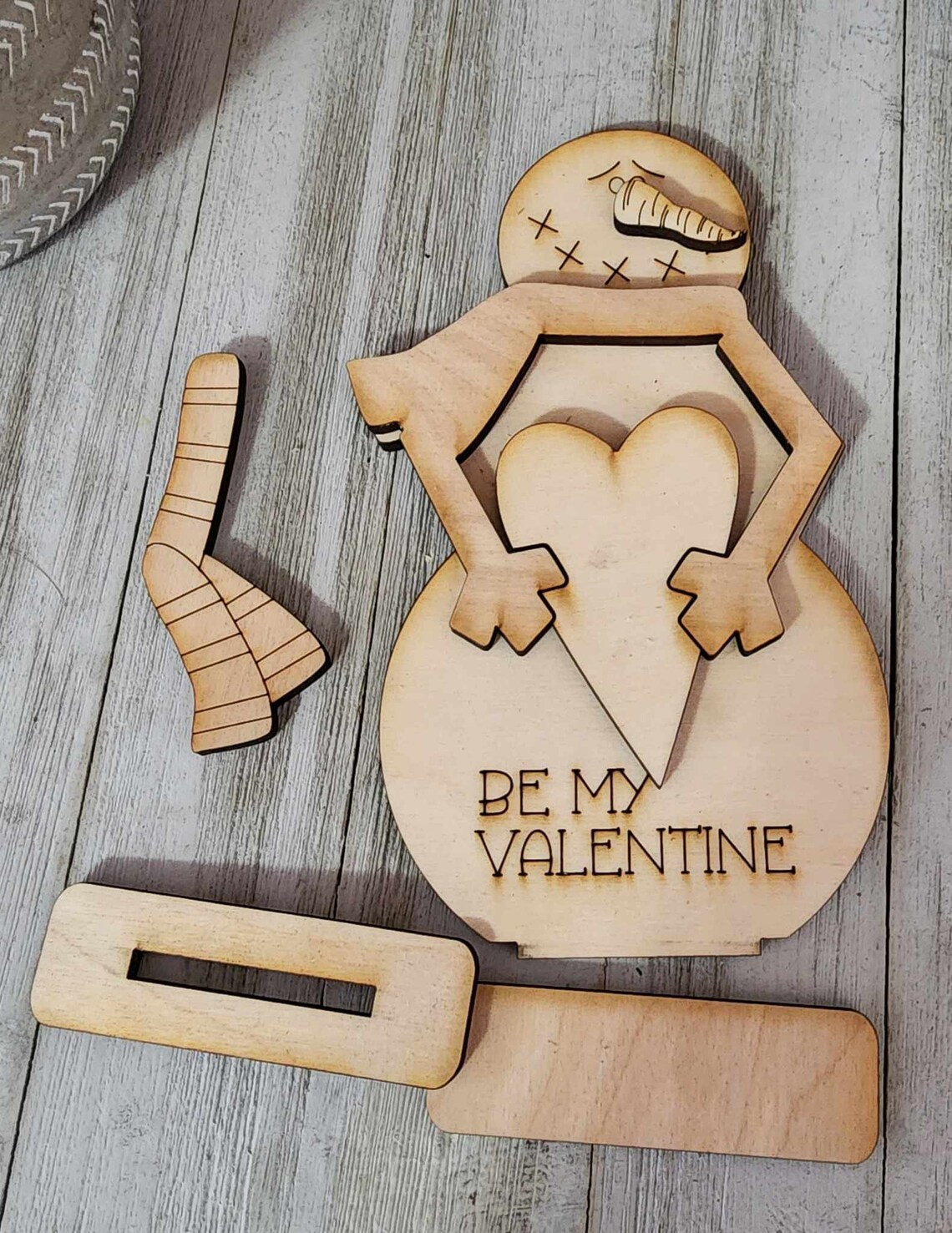 Standing Snowman With Heart, Wood Snowman, Valentine Love Snowman ...
