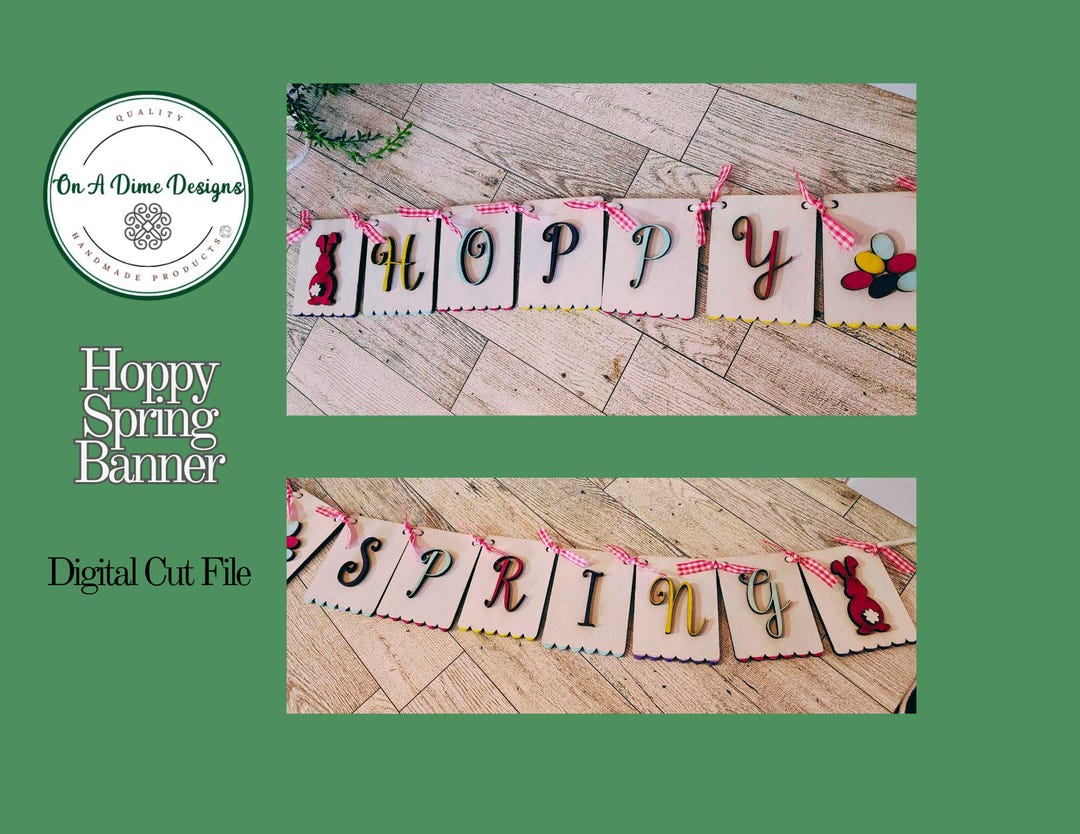 Hoppy Spring Banner Digital Cut File, Easter Banner, Spring Bunny ...