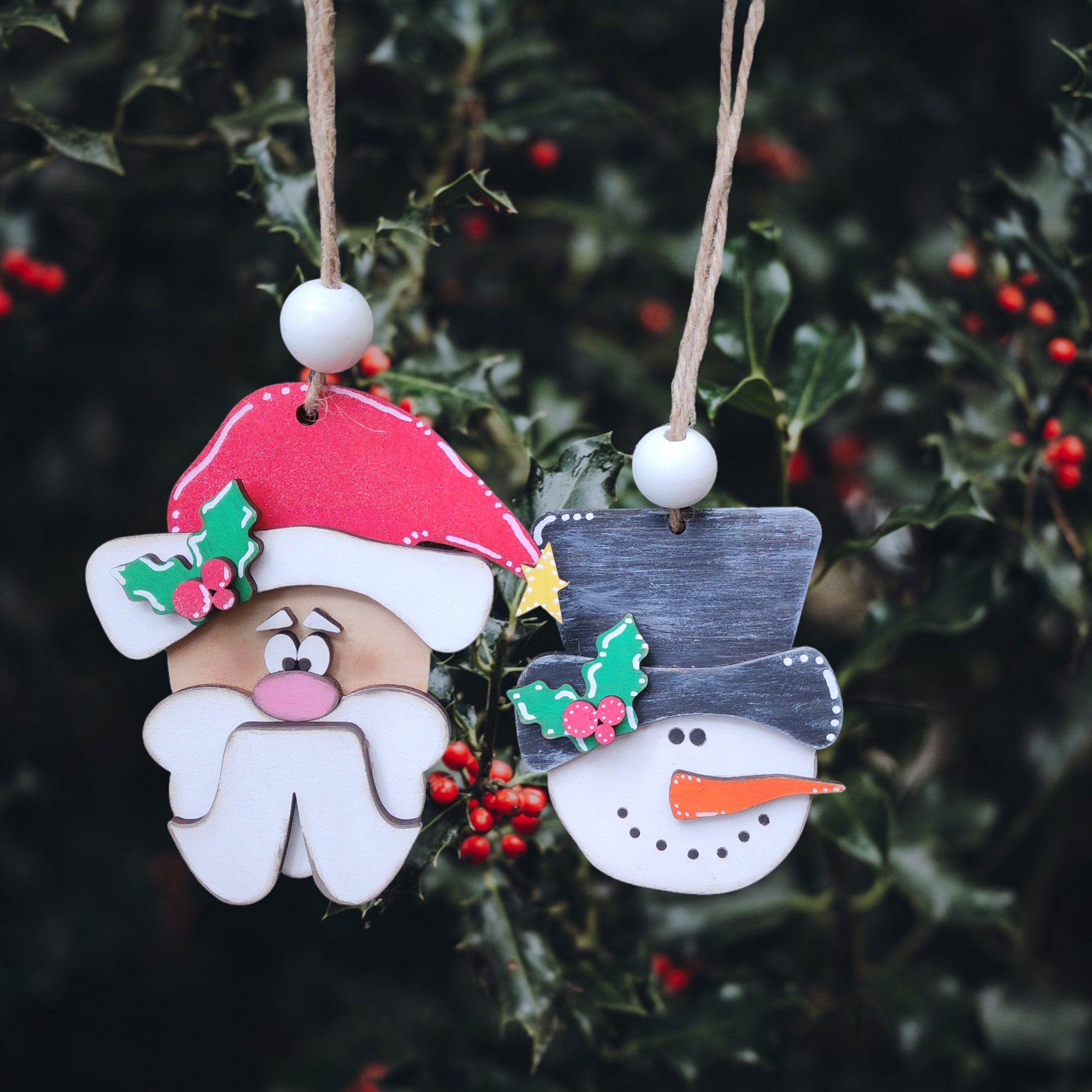 Handmade Wooden Santa, Santa Holiday Ornament, Santa Christmas Ornament ...