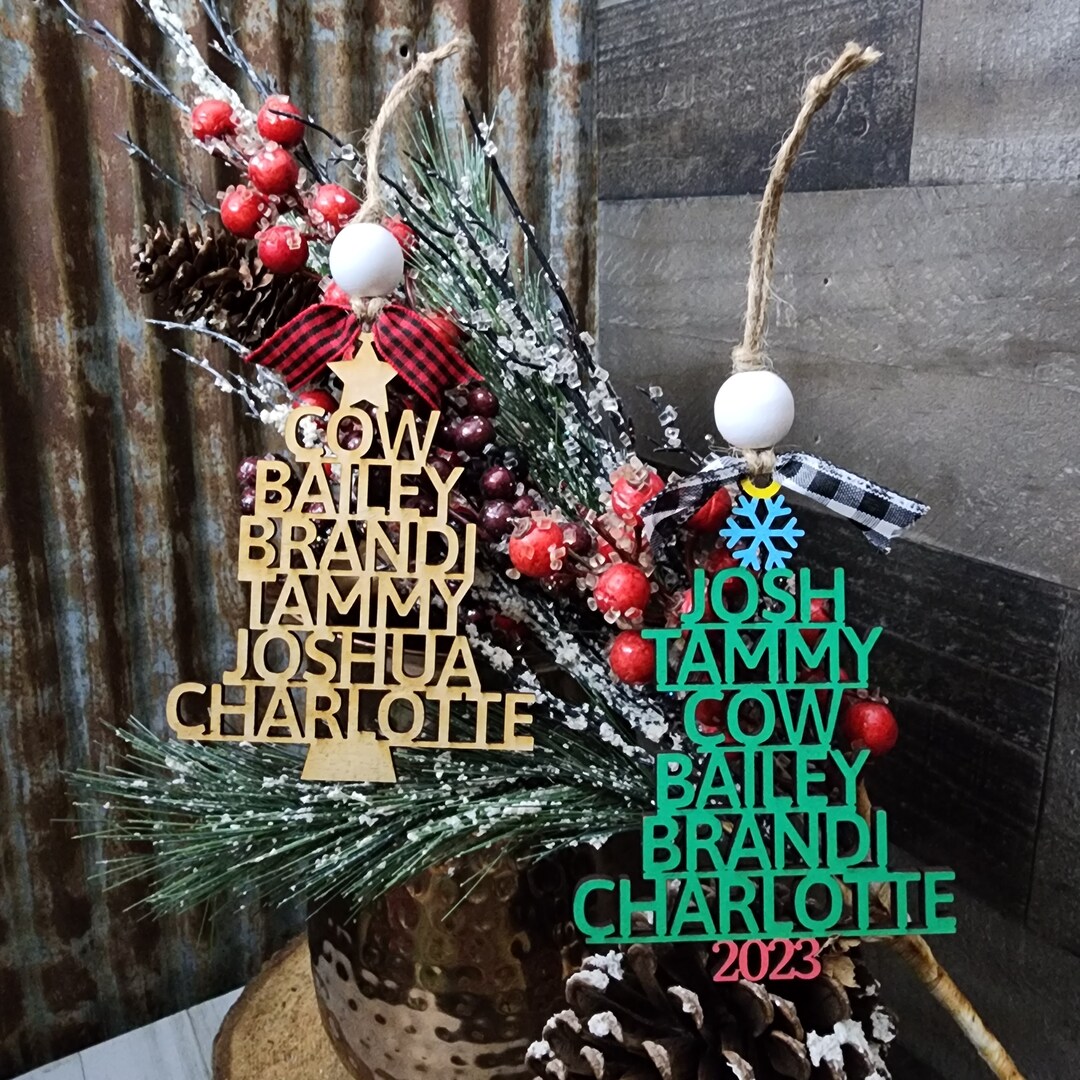 Personalized Family Names Christmas Ornament: Snowflake, Star, Angel ...