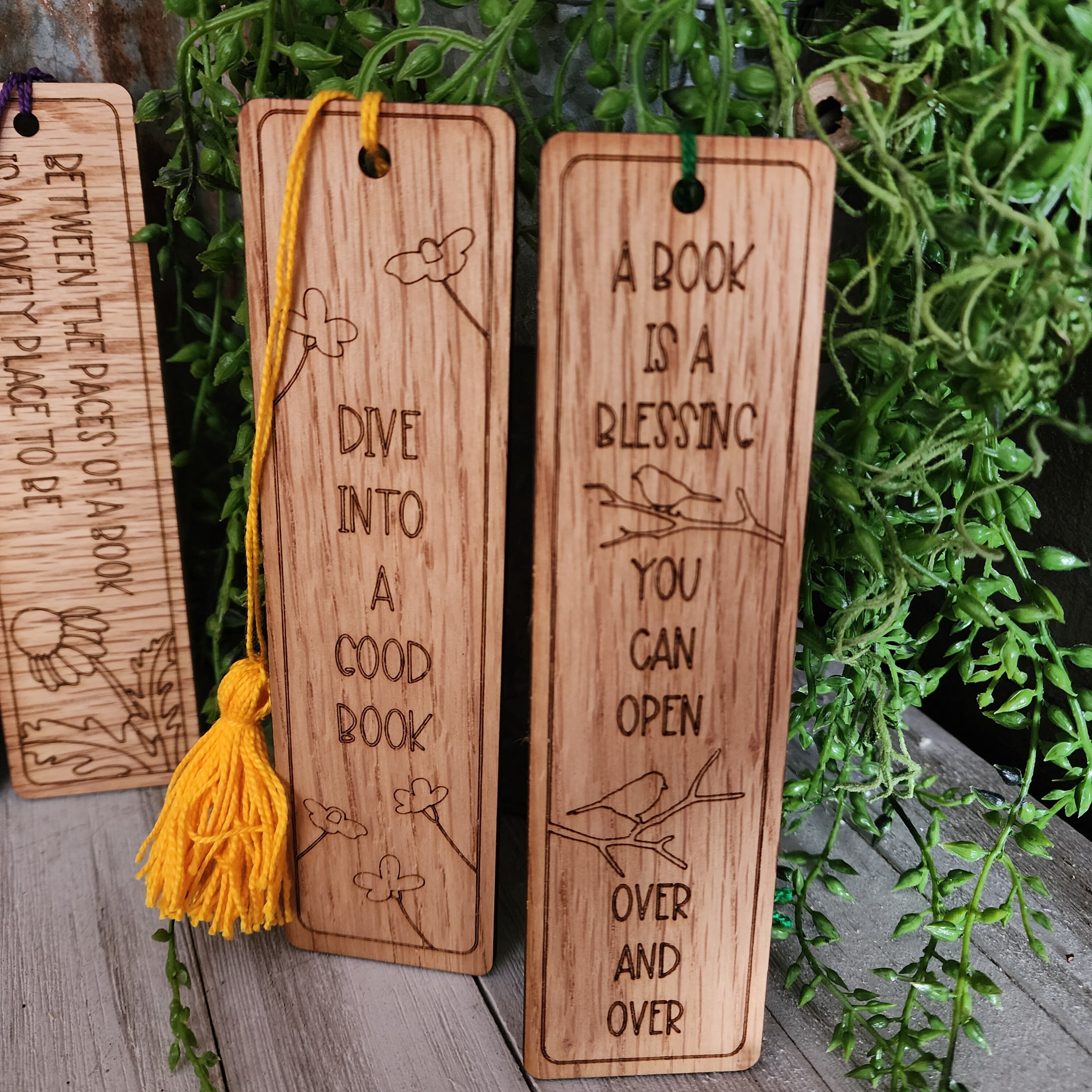 Engraved Wooden Bookmark With Sayings and Tassel, Blessings, Cat Lover ...