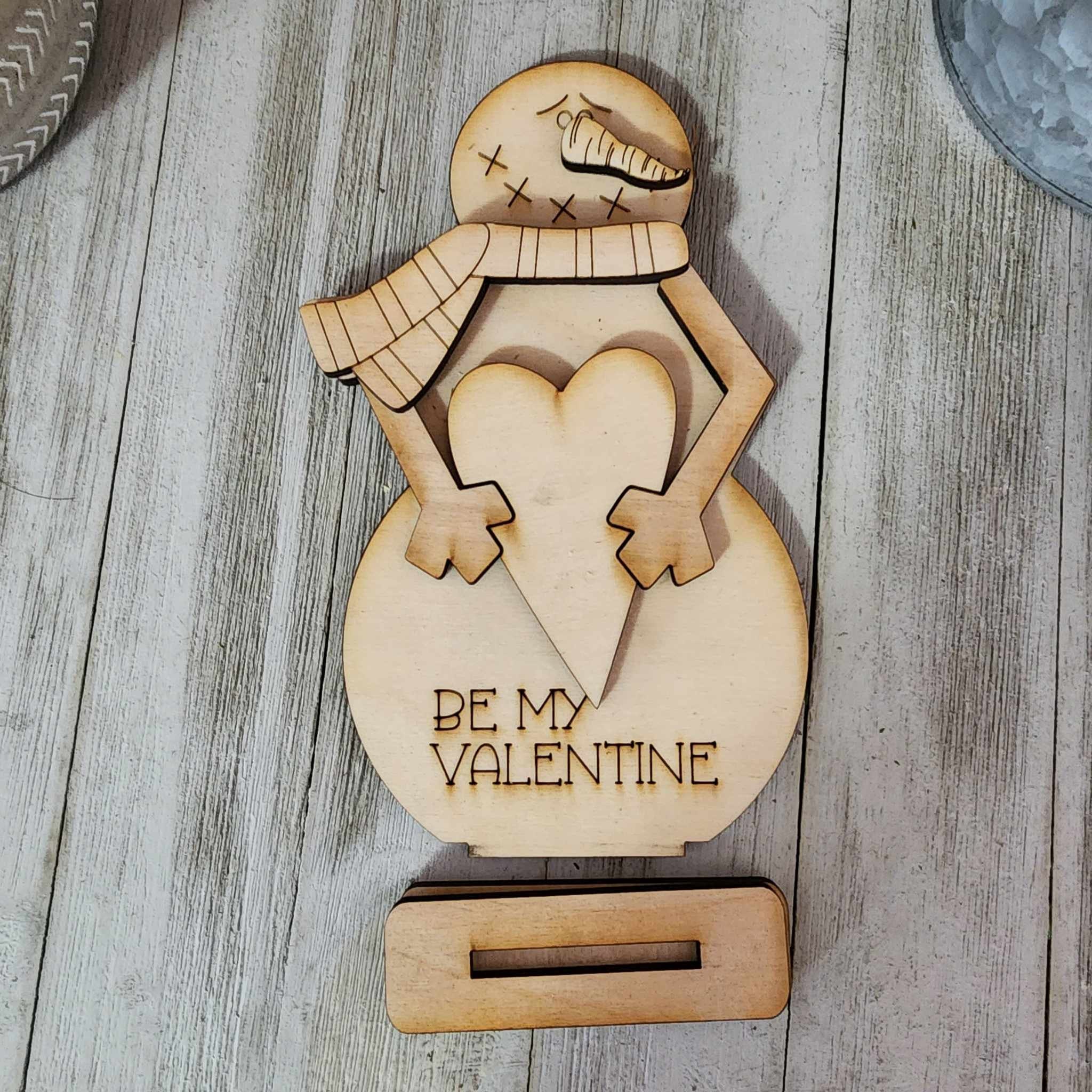 Standing Snowman With Heart, Wood Snowman, Valentine Love Snowman ...