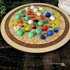 Marble Solitaire Board Game, One Player Game, Wooden Game Board for Camp, Gift for Kids, Family ...