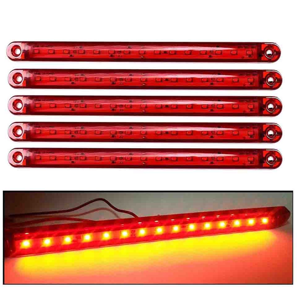 5x Red 12V 24V Rear Side Marker Lights 15 Smd LED Truck for | Etsy