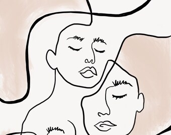 The Beautiful People Abstract Faces Contemporary Modern - Etsy