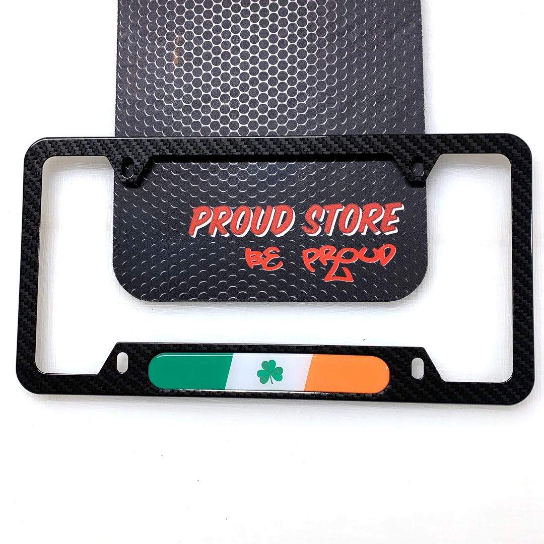 IRELAND Flag Domed CARBON License Plate Frame -US Size- Irish Dublin ...