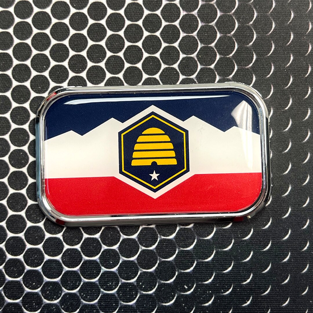 Utah State Flag Domed Chrome Emblem Proud USA Flag Car Sticker 3D 3"x 1 ...