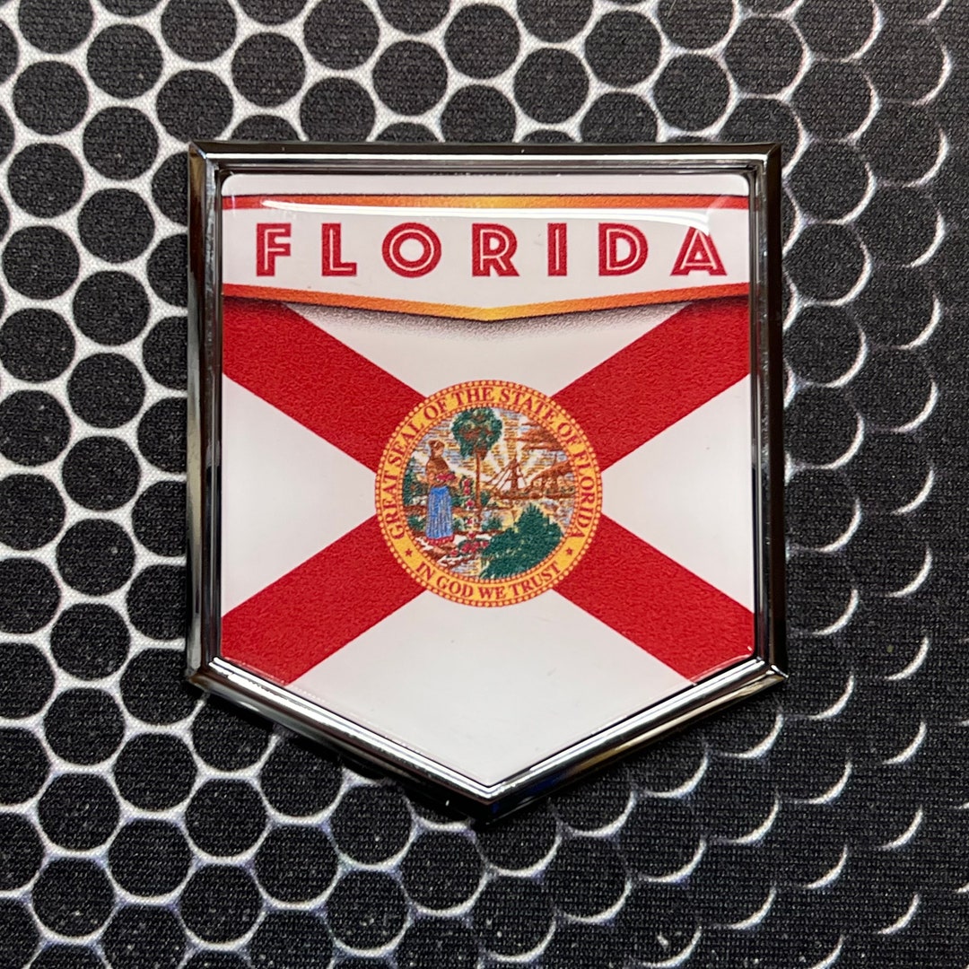 Florida State Flag Chrome Emblem: 3D Car Decal (2.5"x 2.25") - Etsy