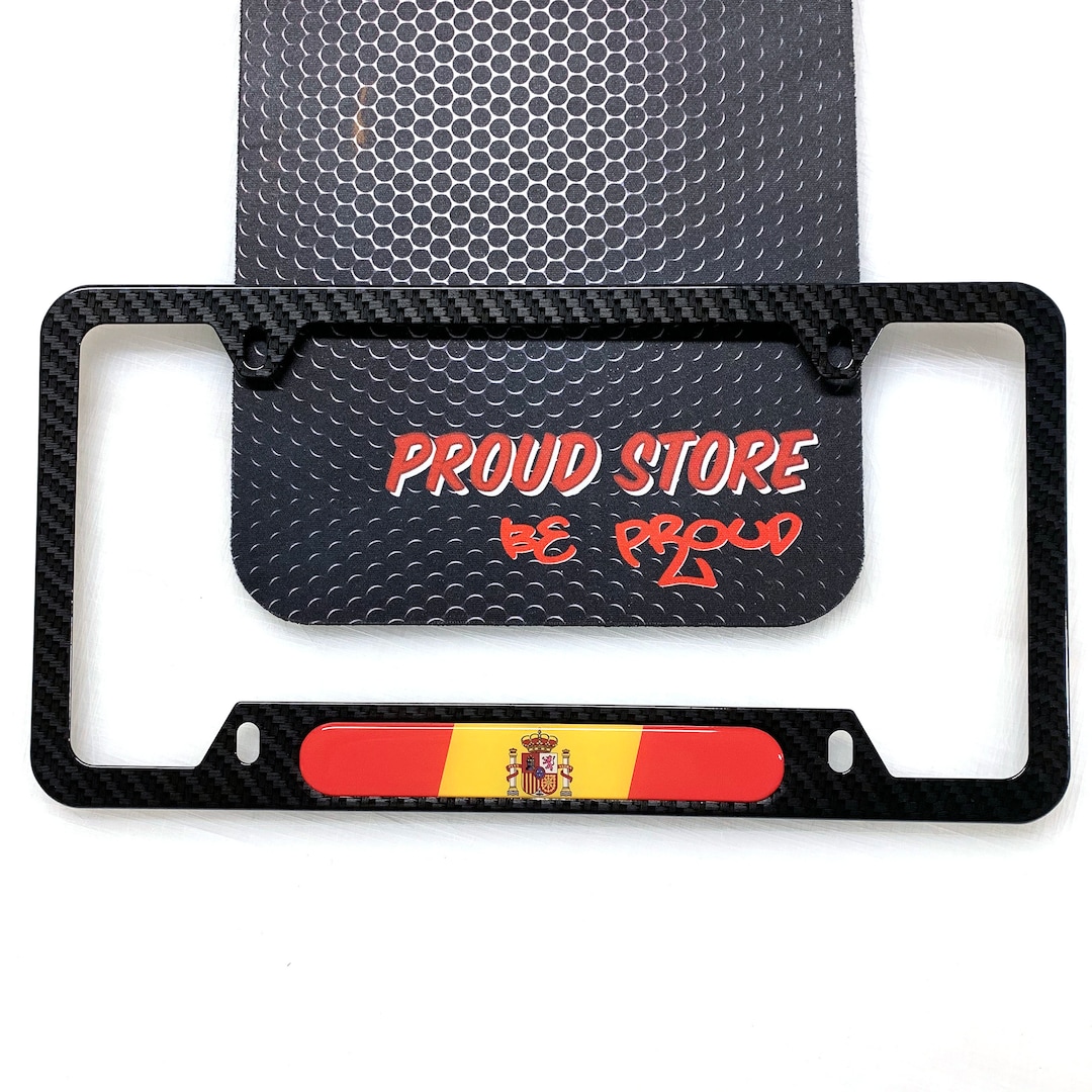 Spain Flag Domed CARBON License Plate Frame -US Size- España Madrid ...