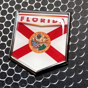 Florida State Flag Domed CHROME Emblem Flag Car 3D Sticker 2.5"x 2.25 ...