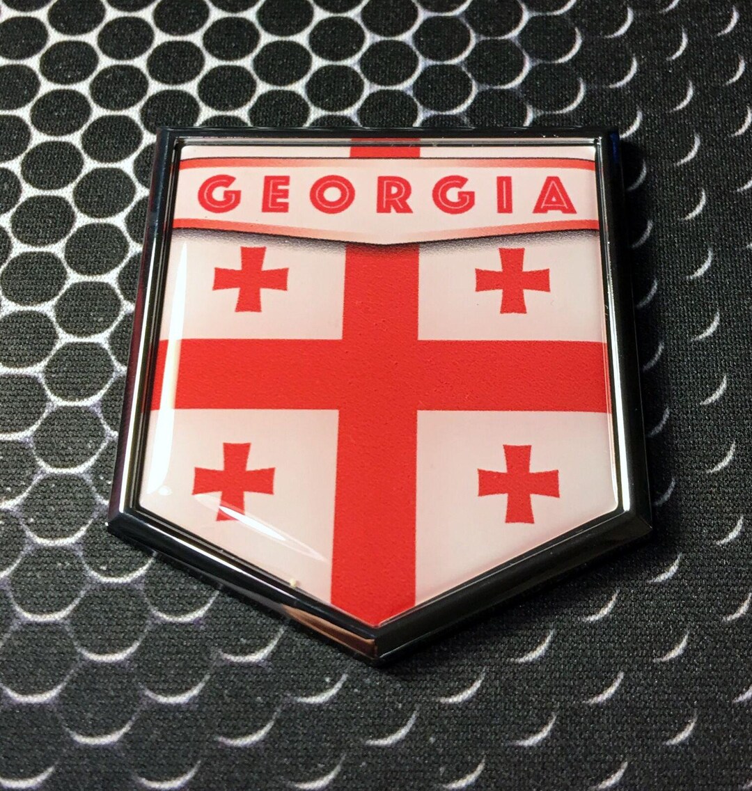 Georgia Flag Domed CHROME Emblem Car 3D Sticker 2"x 2.25", Made in U.S ...
