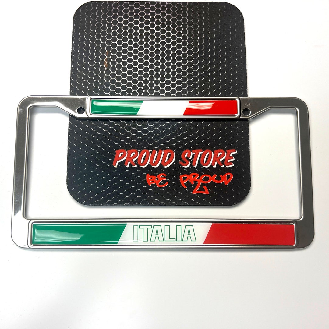Italia Flag Domed Steel License Plate Frame -US Size- Italy, Italian ...