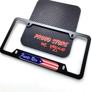 Puerto Rico Flag Domed BLACK License Plate Frame -US Size- Puerto Rican ...