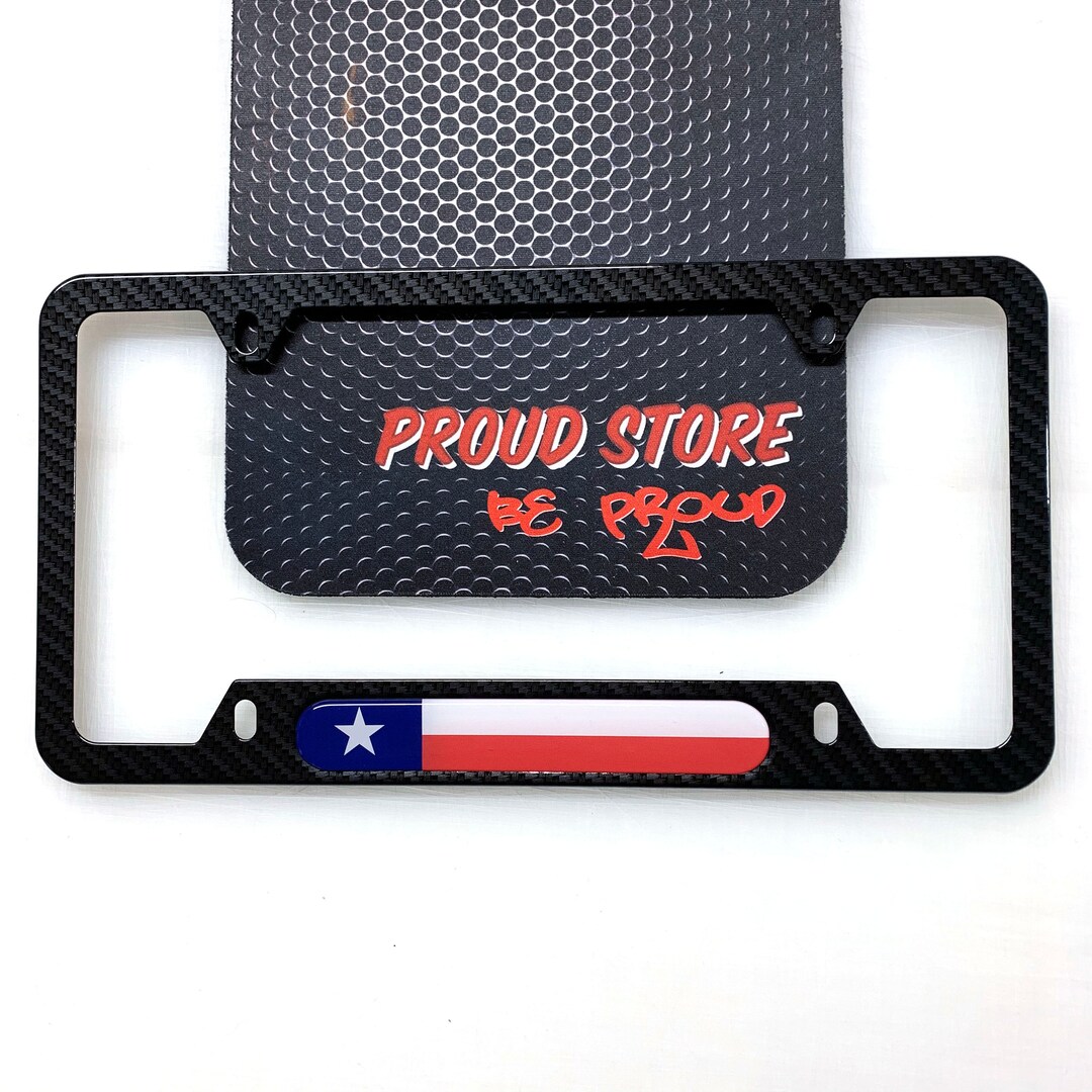 TEXAS Flag Domed CARBON License Plate Frame -US Size- Dallas, Alamo ...
