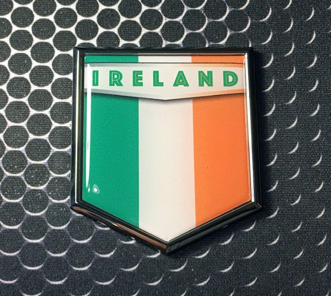 Ireland Flag Domed CHROME Emblem Car 3D Sticker 2"x 2.25", Made in U.S ...