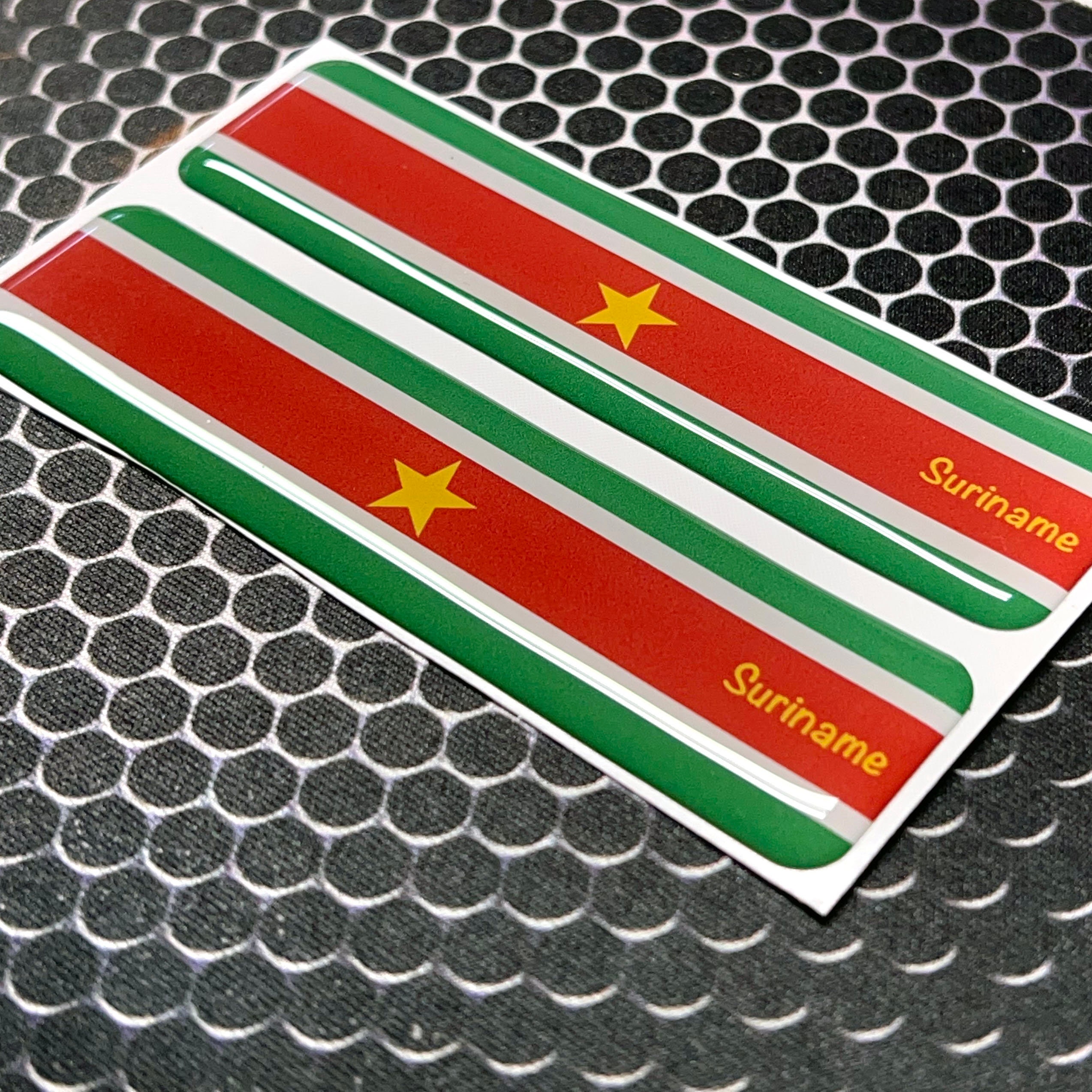 Suriname Flag Domed Decal Car Emblem 3D 4"x1" Set of 2 Stickers ...