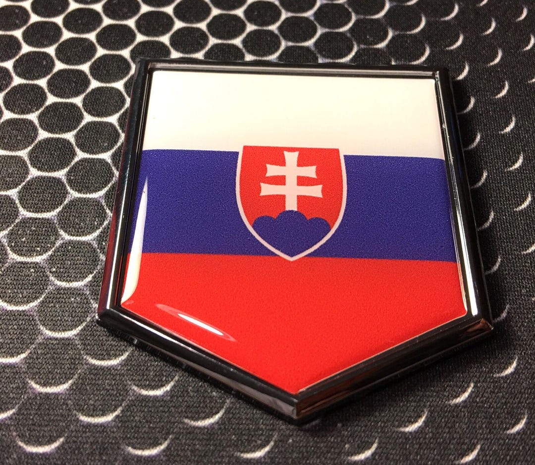 Slovakia Flag Domed CHROME Emblem Car 3D Sticker 2"x 2.25", Made in U.S ...
