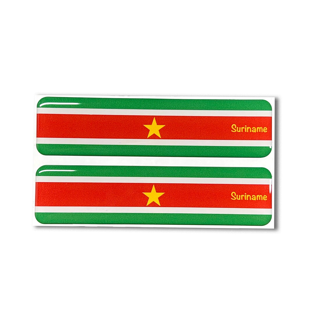 Suriname Flag Domed Decal Car Emblem 3D 4"x1" Set of 2 Stickers ...