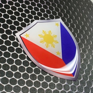 Philippines Shield Flag Proud Domed Decal Emblem Flexible Car Sticker ...