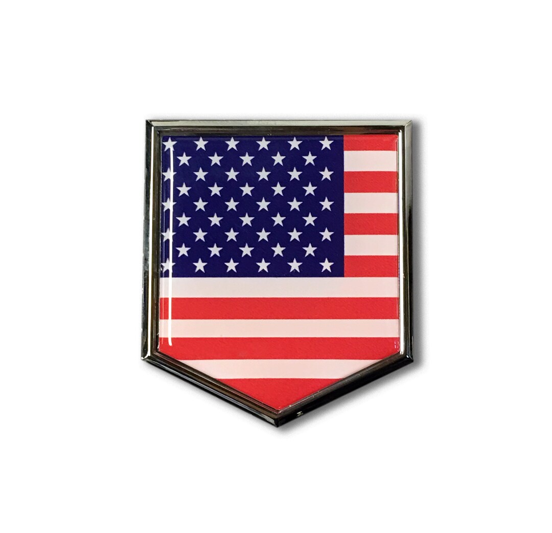 USA America Flag Domed CHROME Emblem Proud Flag Car 3D Sticker 2"x 2.25 ...