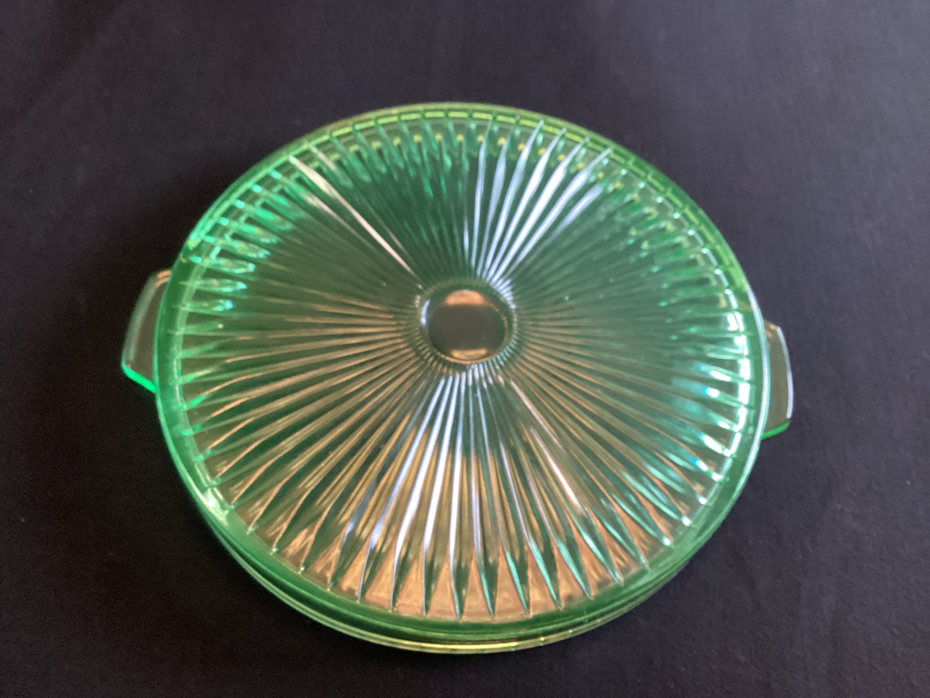 UV Uranium Serving Plate Great Detail Spiral Design Deep Glow for ...