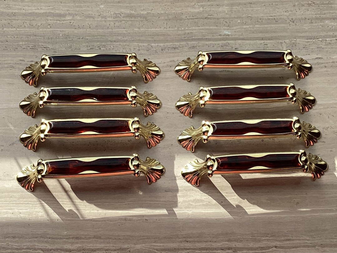 Vintage Drawer Pulls Gold Metal Frames With Faux Stone Centers Replacement Refurbishment - Etsy