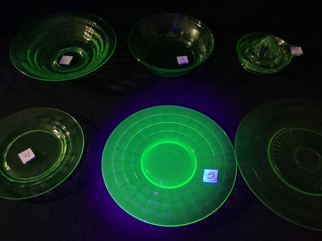 Uranium Glass Pieces 6 Different Choices All With Great UV Glow ...