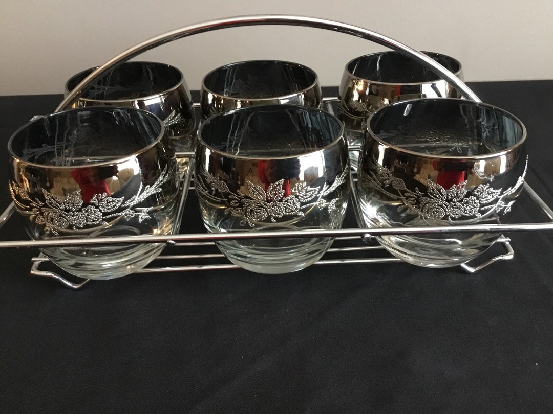 Set of 6 Plus Caddy Vintage MCM Dorothy Thorpe Style Silver Ombre ...