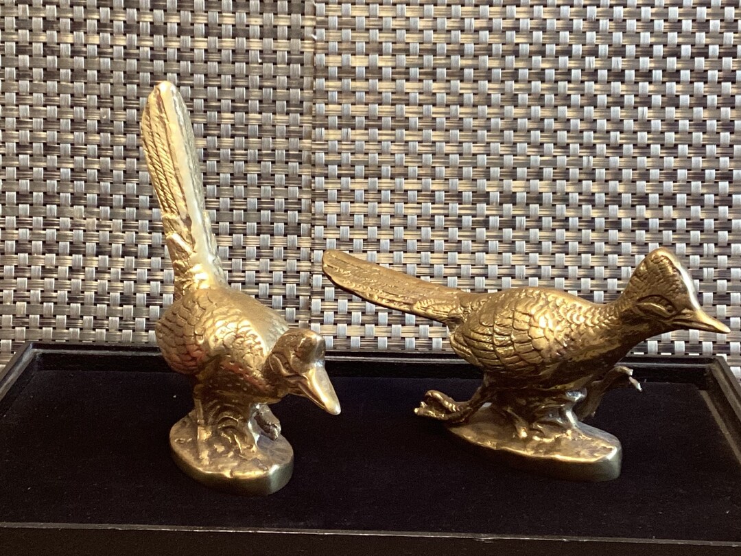 Solid Brass Pair of Road Runner Birds Greatly Detailed and in Perfect Condition Figurines ...