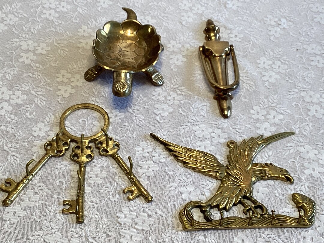 Solid Brass Door Knocker Key Hooks /trinket Dish/home Decor /very ...