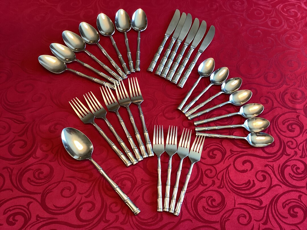 Bamboo Style Handles Rebacraft Stainless Steel Cutlery Flatware Nice ...