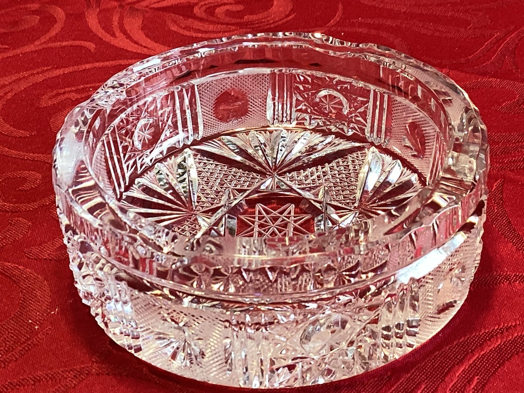 Vintage Fine Crystal Cut Ashtray With Elegant Fine Gleaming Cuts of ...