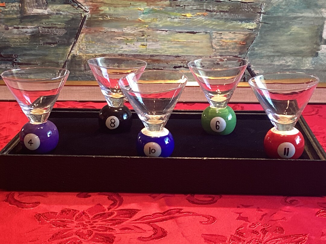 Billiard Ball Bases Drinking Glasses Ceramic Pool Balls Martini Shot ...
