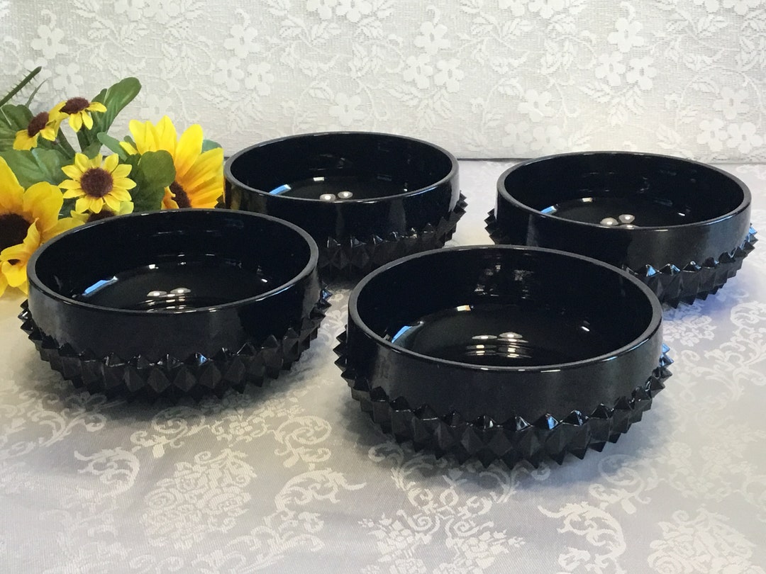 Vintage Black Spiked Glass Nappy Bowls Great for Nuts Veggies Fruit Etc ...