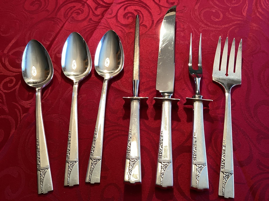 Caprice Pattern Nobility Plate Silver Plated Art Deco 7 Piece Serving ...
