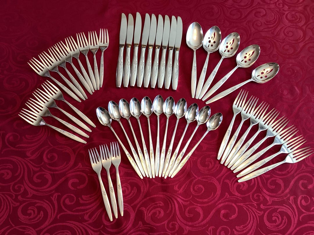 48 Pieces of Gentle Rose Pattern Silver Plated Oneida Community Also ...