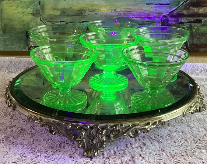 Uranium Antique Depression Optic Pattern Sherbet Dessert Ice Cream ...