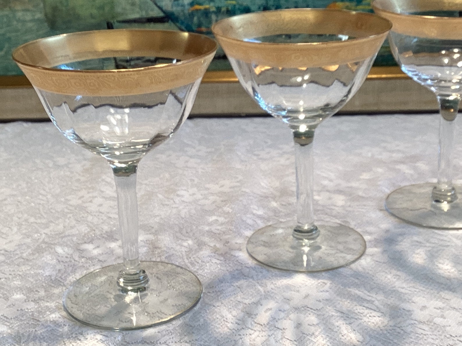 Lenox Set of 4 Elegant Vintage Crystal Glasses With Gold Rims Bar Cart ...