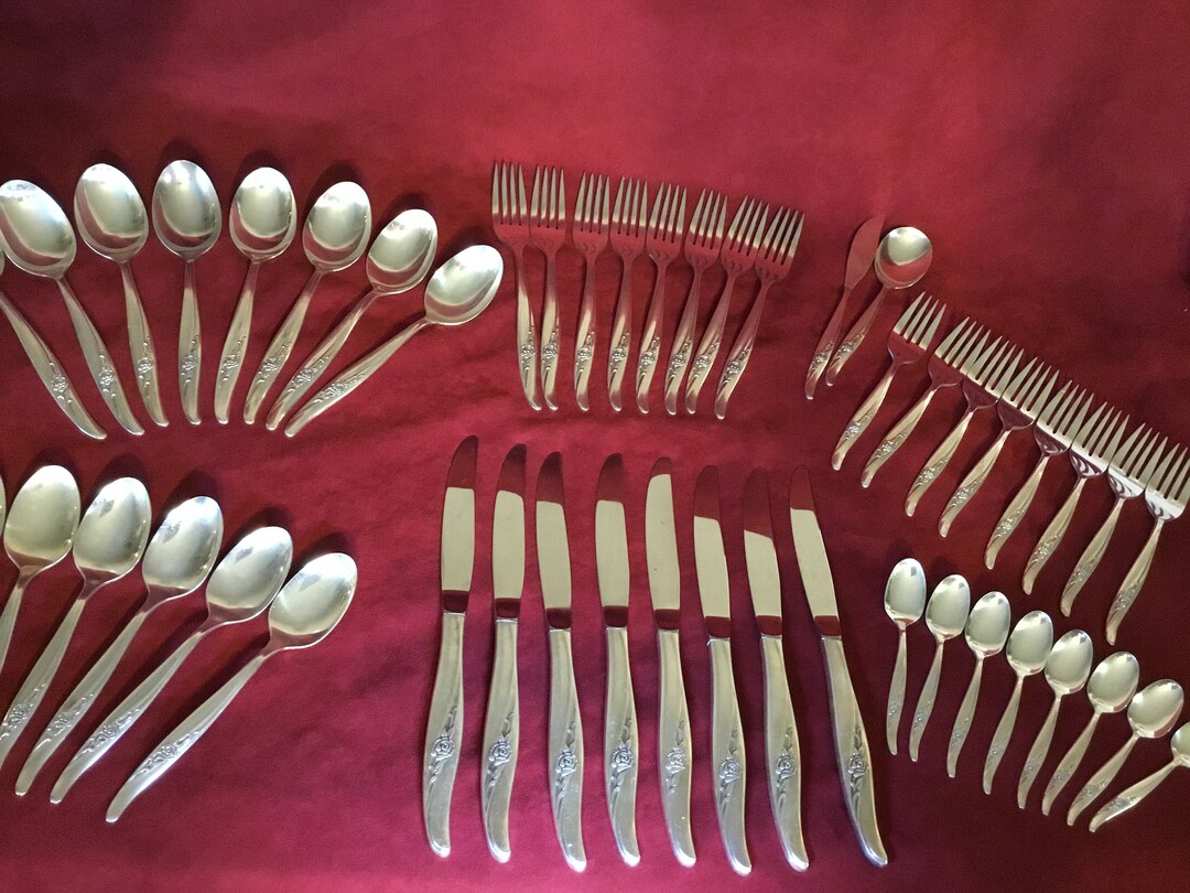 1881 Rogers Oneida Rose Song Pattern 49 Piece Flatware Collection /nice Vintage Condition ...