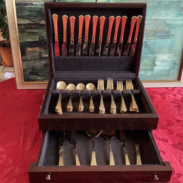Vintage Silverware Set Gold - Etsy