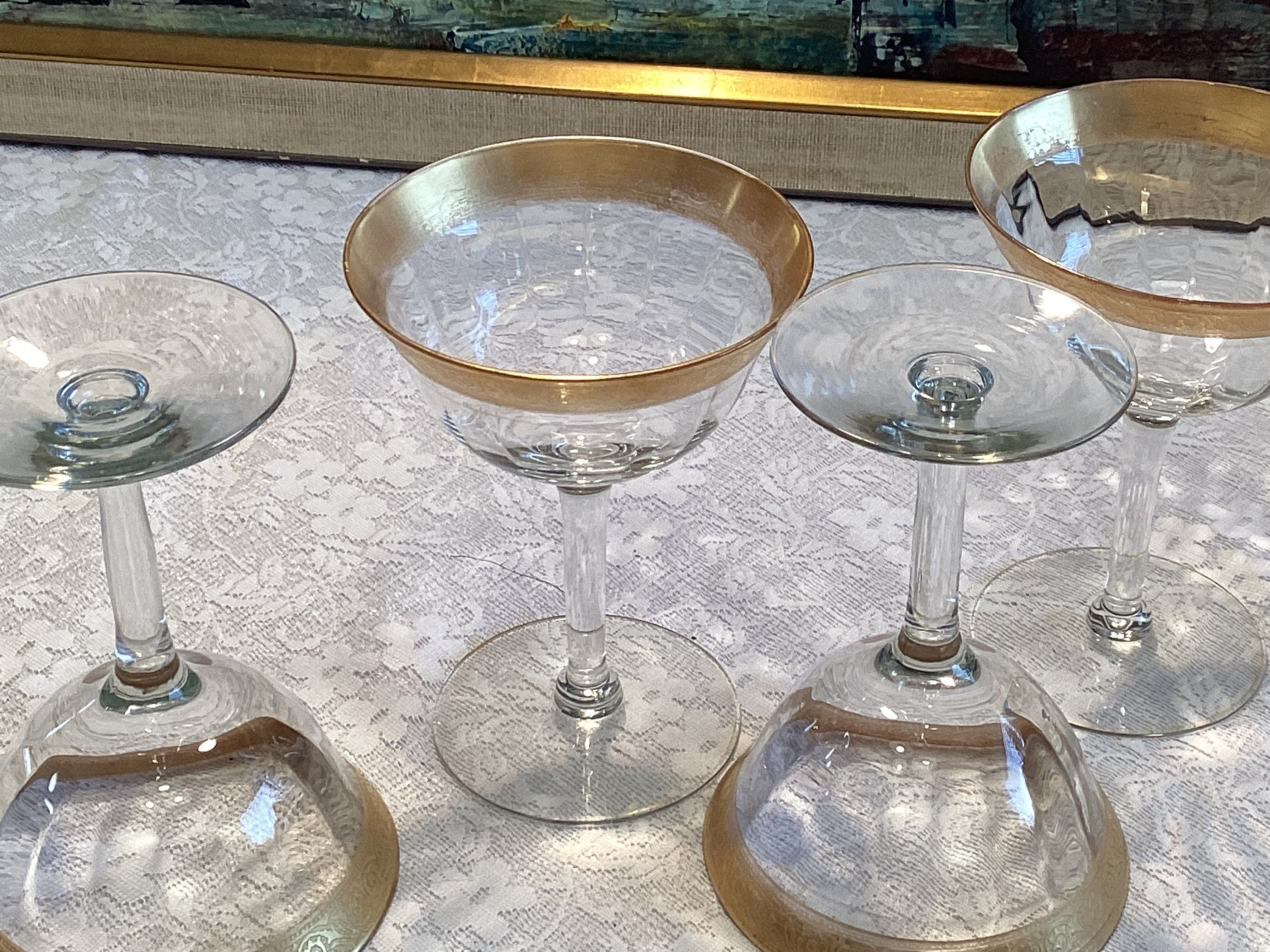Lenox Set of 4 Elegant Vintage Crystal Glasses With Gold Rims Bar Cart ...