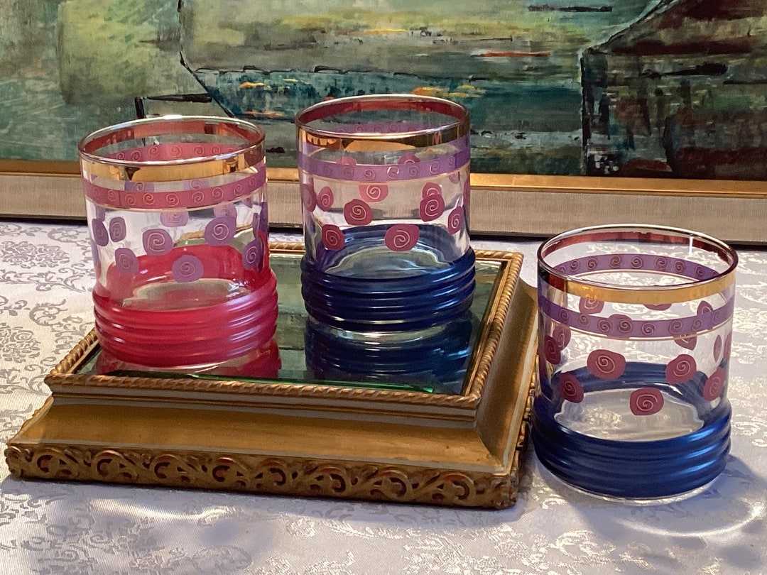 Polka Dots and Ribbed Bases Make This 3 Glass Colourful Set Fun to Use ...